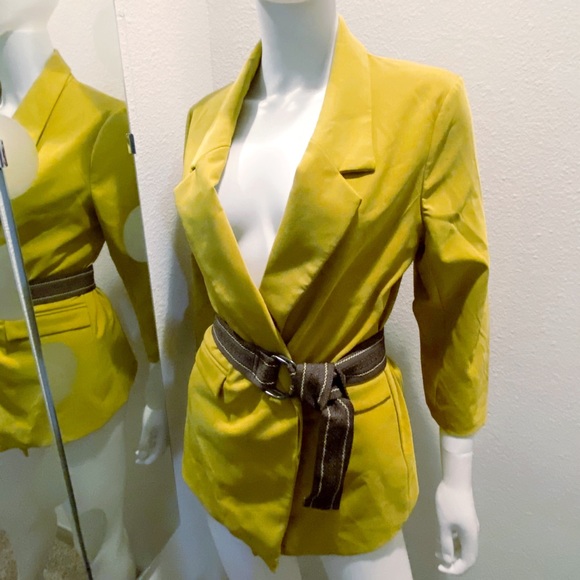 New York & Company | Jackets & Coats | Chartreuse Blazer With Ruched ...